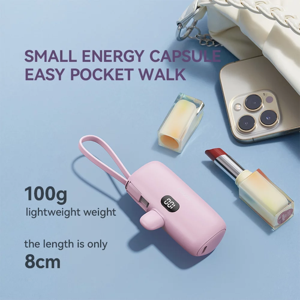 Portable Power Bank 5000Mah, Compact 5V 3A Fast Charger with Built-In ...